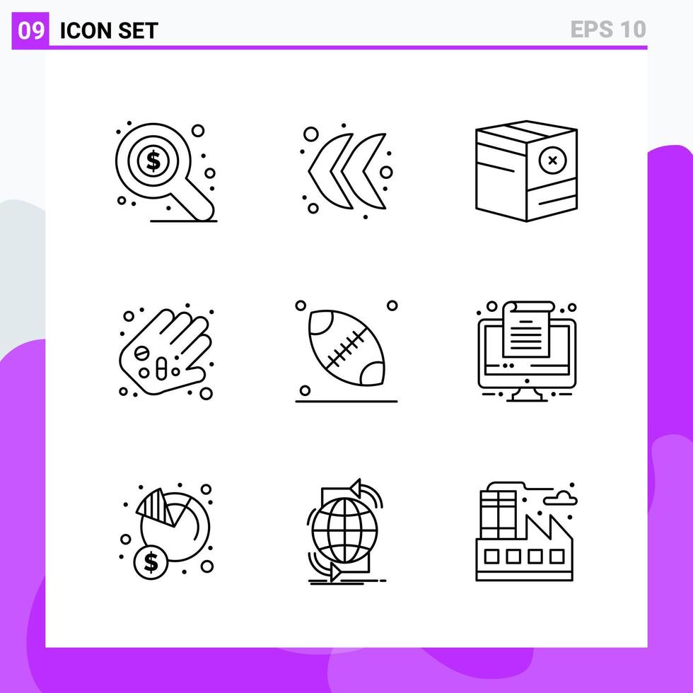 Set of 9 icons in Line style Creative Outline Symbols for Website ...