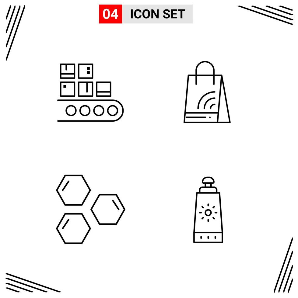 4 Icons Line Style Grid Based Creative Outline Symbols for Website ...