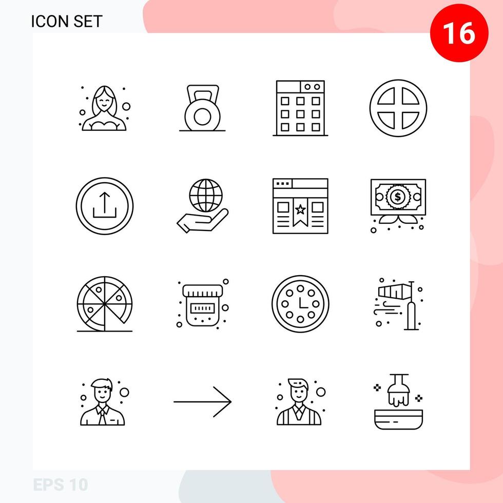 Vector Pack of 16 Icons in Line Style Creative Outline Pack isolated on ...
