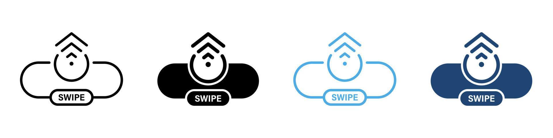 Slide Drag Button Line And Silhouette Color Icon Set Swipe Up Button