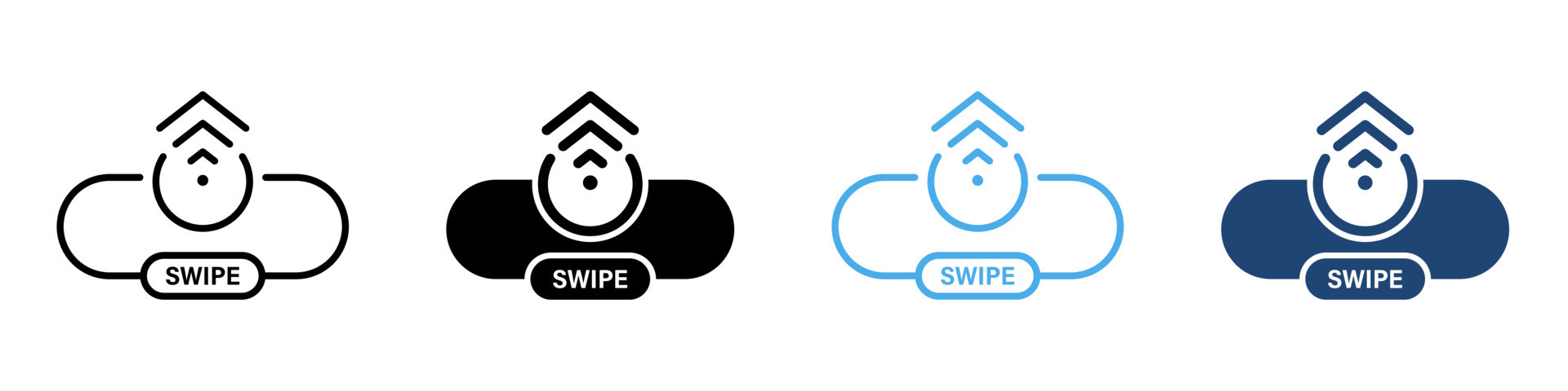 Slide Drag Button Line And Silhouette Color Icon Set Swipe Up Button