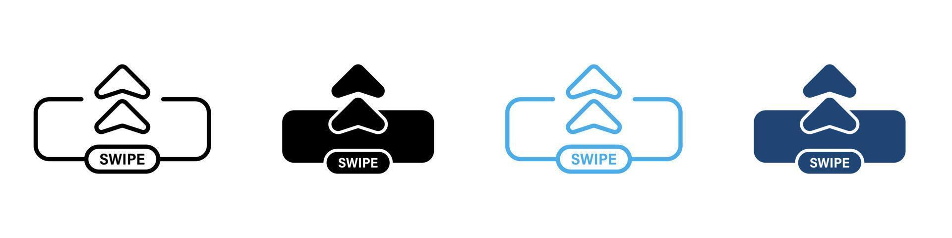 Slide Drag Button Line And Silhouette Color Icon Set Swipe Up Button Arrow Creative Symbol
