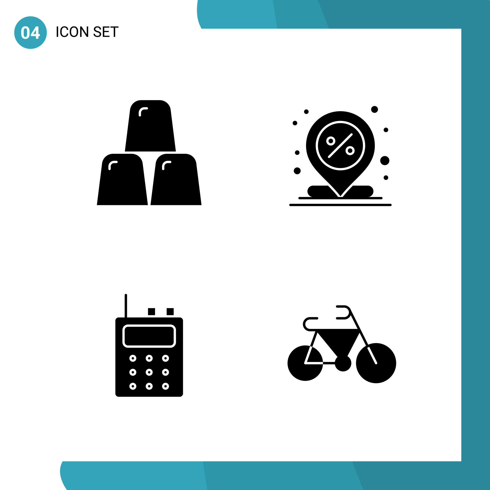 Vector Pack of 4 Glyph Symbols Solid Style Icon Set on White Background ...