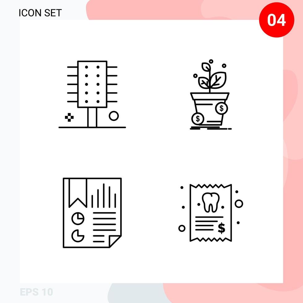 Vector Pack of 4 Icons in Line Style Creative Outline Pack isolated on ...