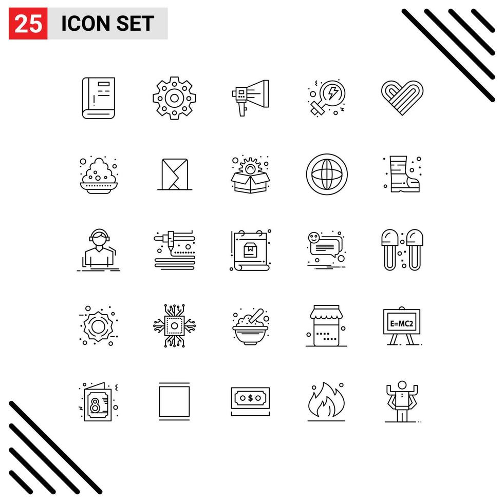 Stock Vector Icon Pack of 25 Line Signs and Symbols for heart power ...