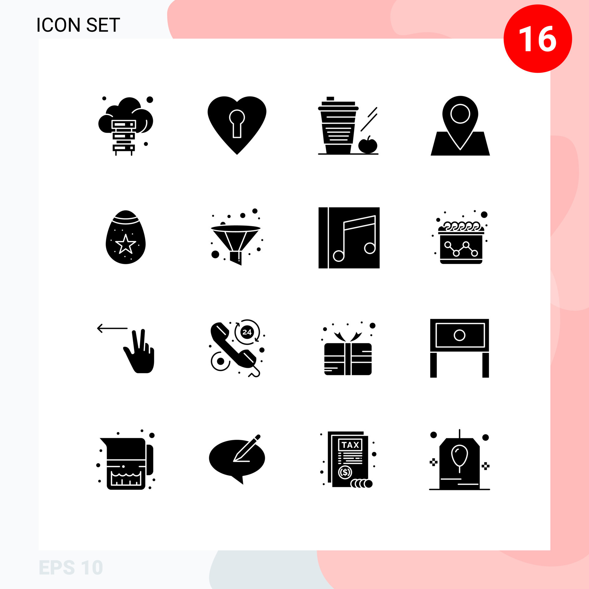 Set Of 16 Modern Ui Icons Symbols Signs For Easter Bird Starbucks Location Map Editable Vector