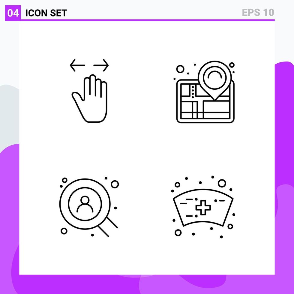 Set of 4 icons in Line style Creative Outline Symbols for Website ...