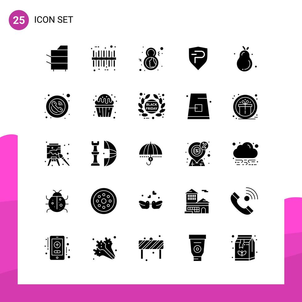 Glyph Icon set Pack of 25 Solid Icons isolated on White Background for ...