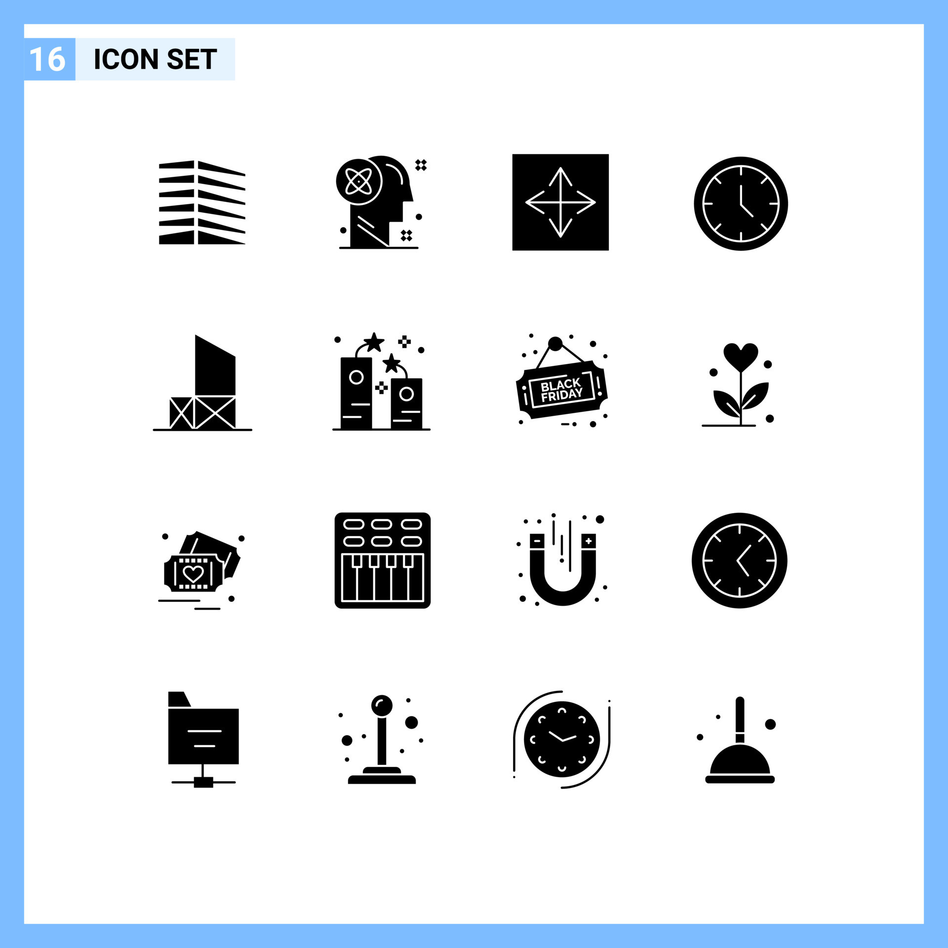 User Interface Pack Of 16 Basic Solid Glyphs Of User Media Solution Interface Arrow Editable
