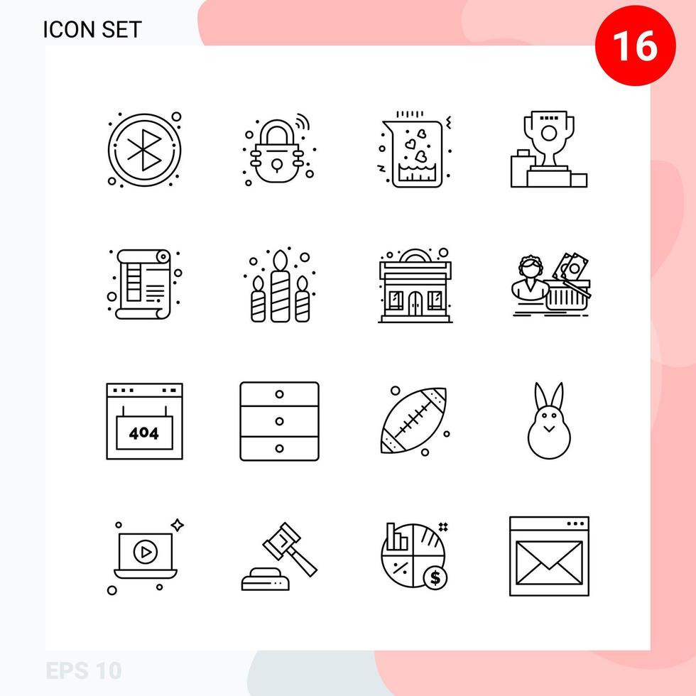 Vector Pack of 16 Icons in Line Style Creative Outline Pack isolated on ...