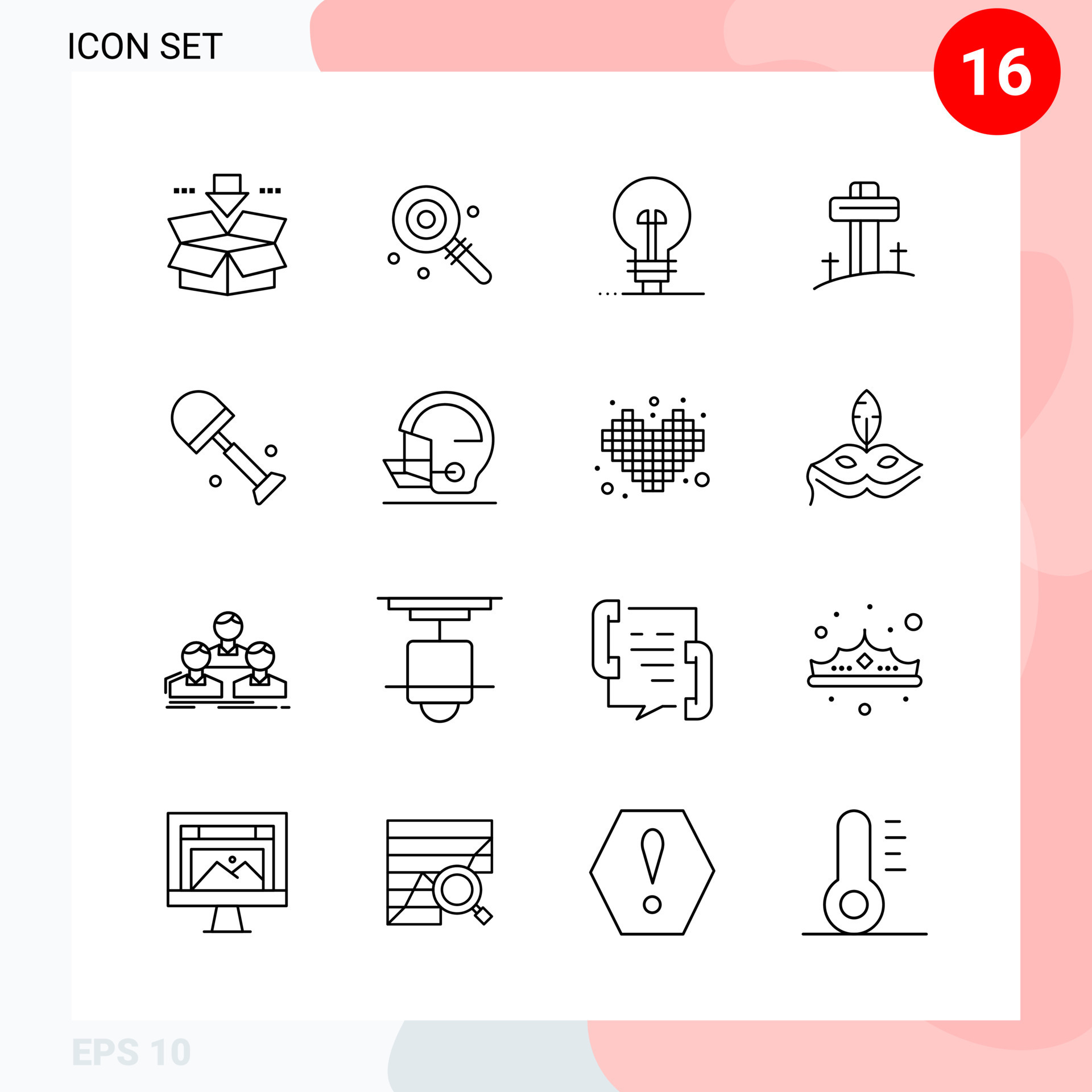 Vector Pack of 16 Icons in Line Style Creative Outline Pack isolated on ...