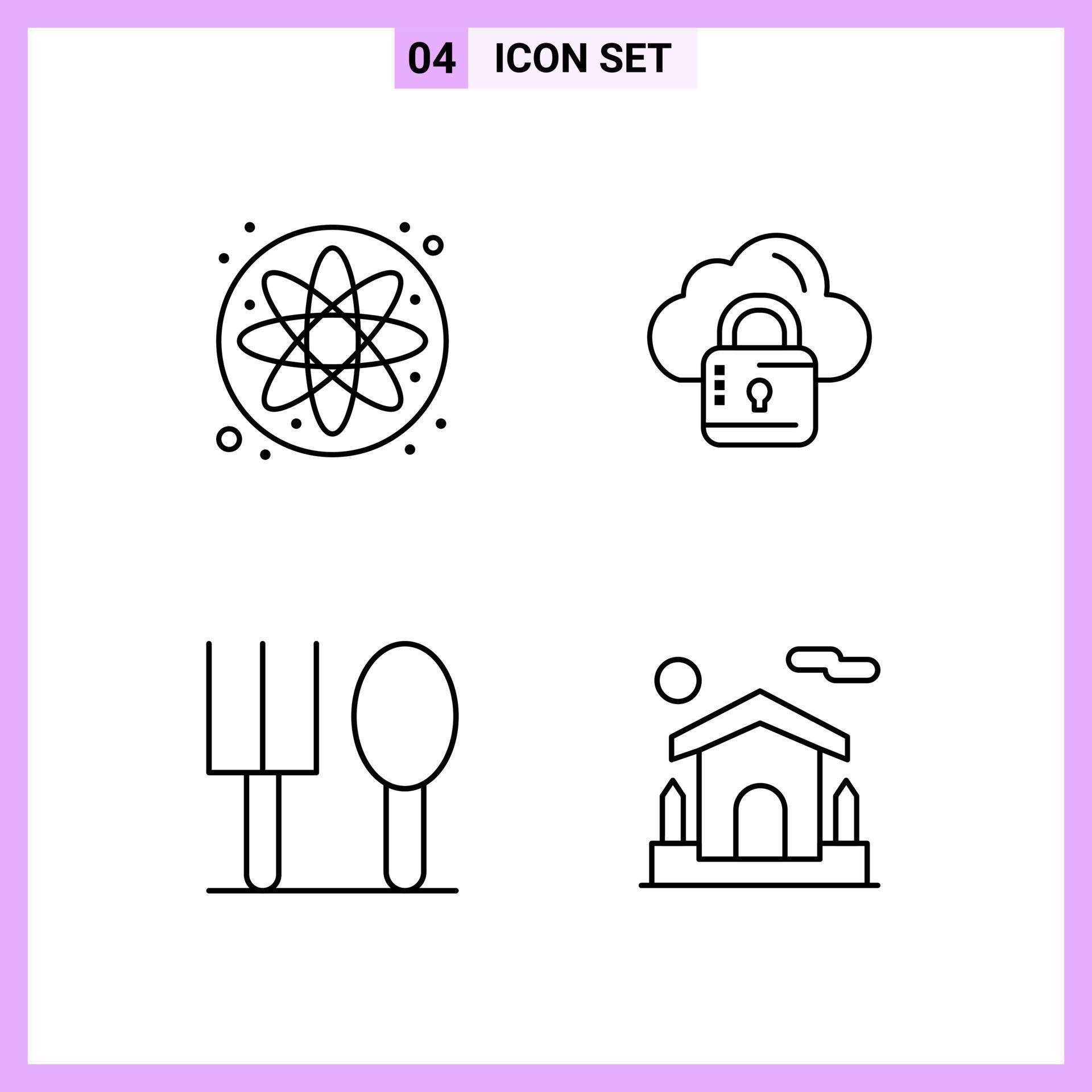 4 Icons in Line Style Outline Symbols on White Background Creative ...