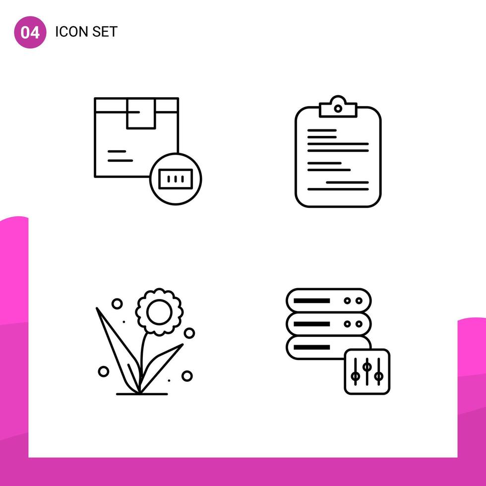 Outline Icon set Pack of 4 Line Icons isolated on White Background for ...