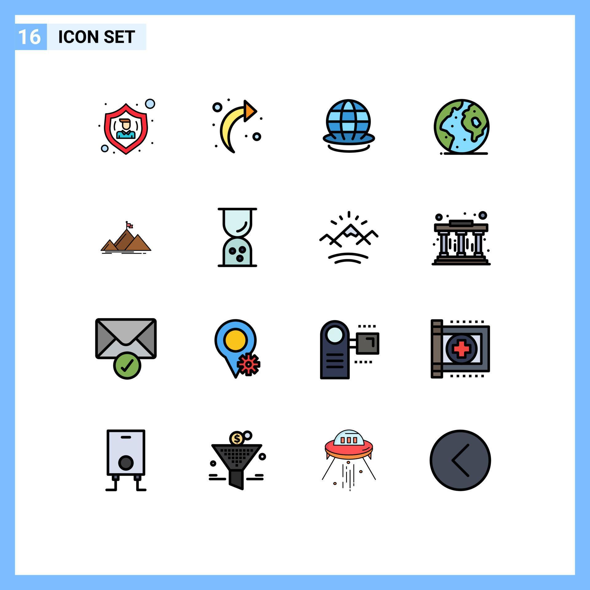 Editable Vector Line Pack Of 16 Simple Flat Color Filled Lines Of