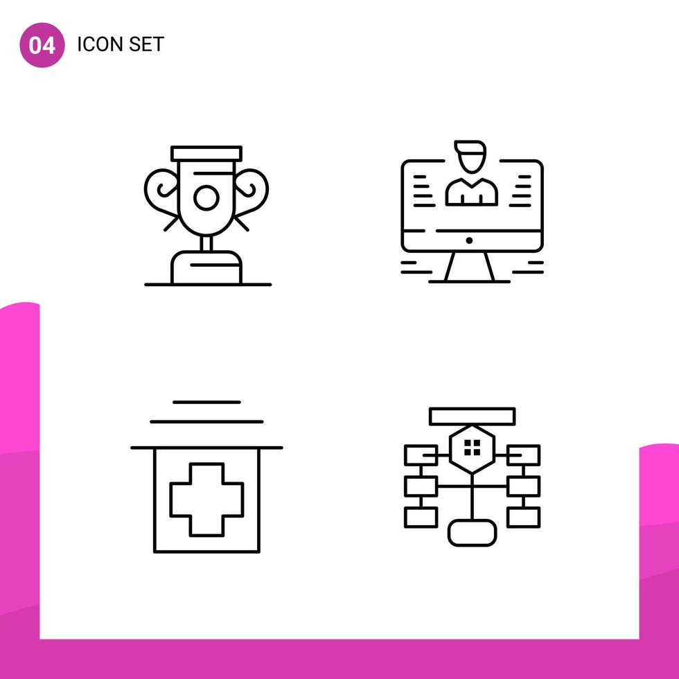 Outline Icon set Pack of 4 Line Icons isolated on White Background for ...