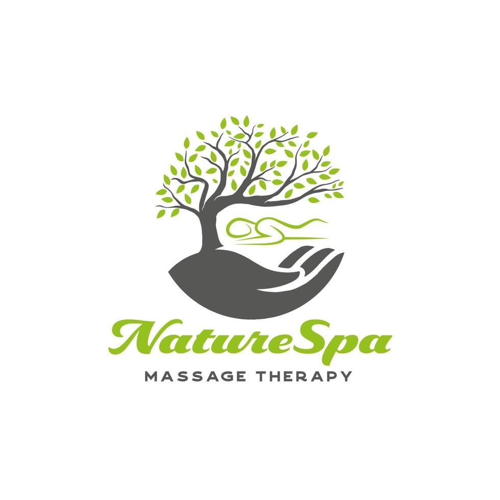 Nature Spa Massage Therapy Logo Tree And Hand Care Spa Design Template 14798579 Vector Art At