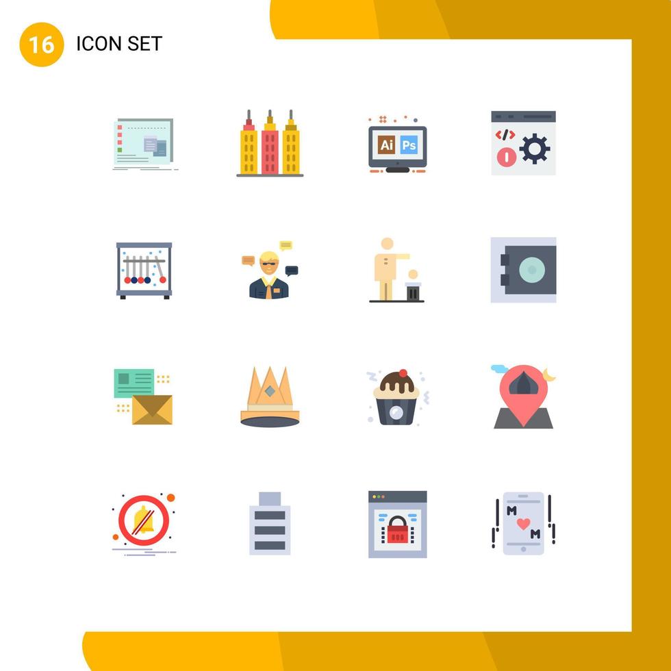 Set of 16 Modern UI Icons Symbols Signs for programming develop adobe coding ai Editable Pack of ...