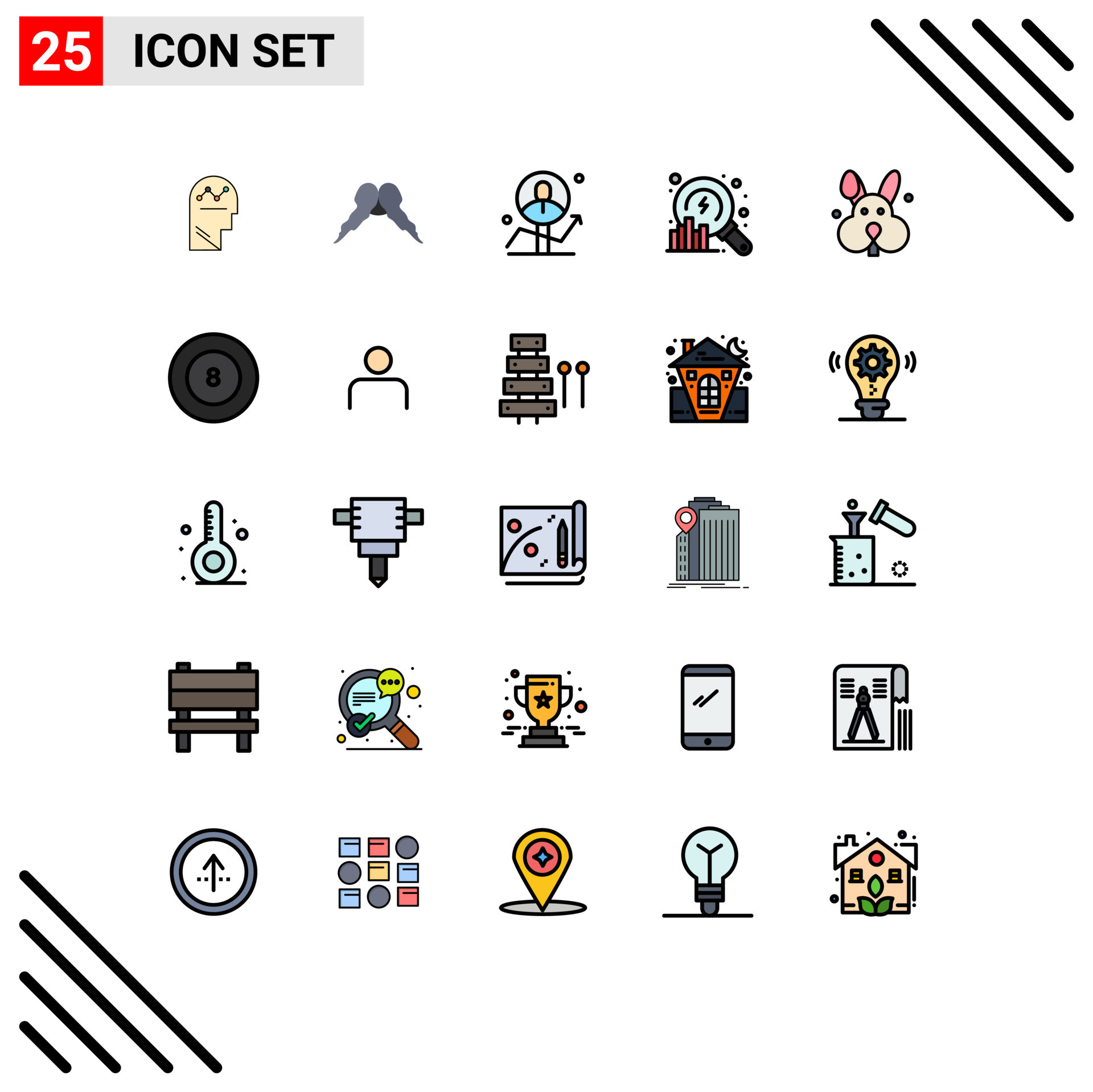 Stock Vector Icon Pack of 25 Line Signs and Symbols for data analysis ...