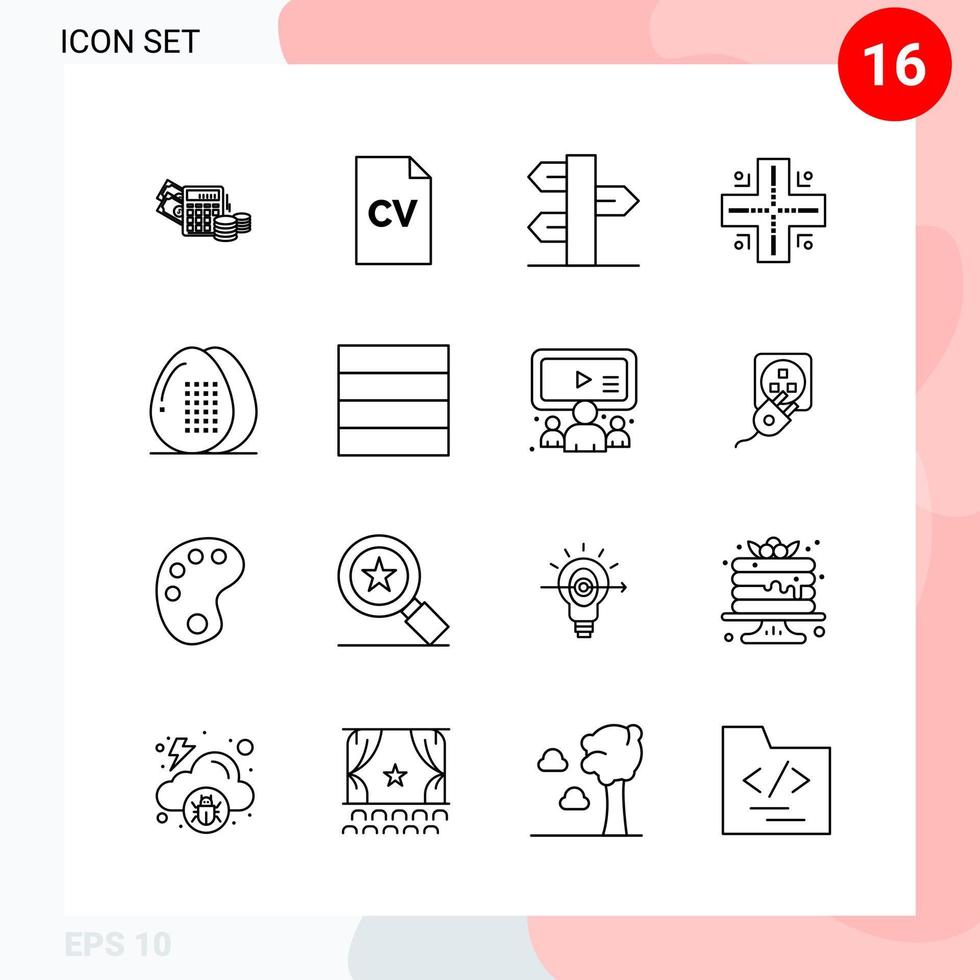 Vector Pack of 16 Icons in Line Style Creative Outline Pack isolated on ...