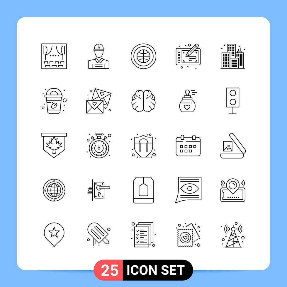 25 Line Black Icon Pack Outline Symbols for Mobile Apps isolated on ...