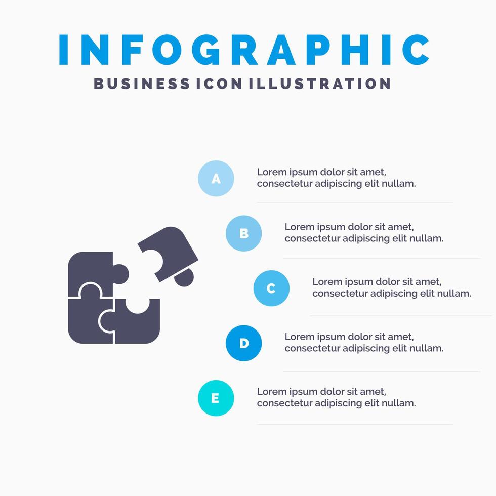 Puzzle Business Jigsaw Match Piece Success Solid Icon Infographics 5 Steps Presentation