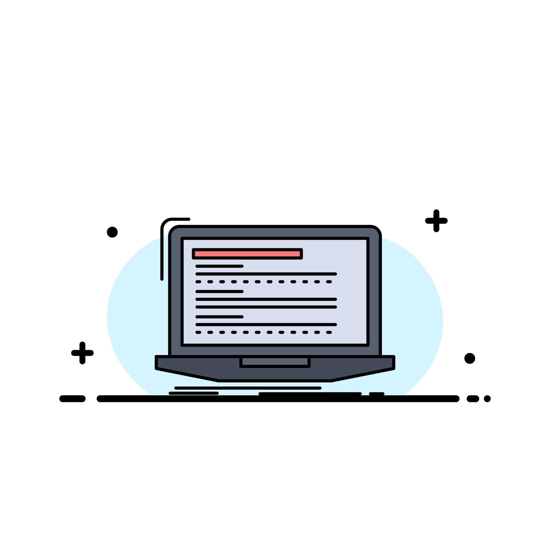 Code Coding Computer Monoblock Laptop Flat Color Icon Vector 14803478