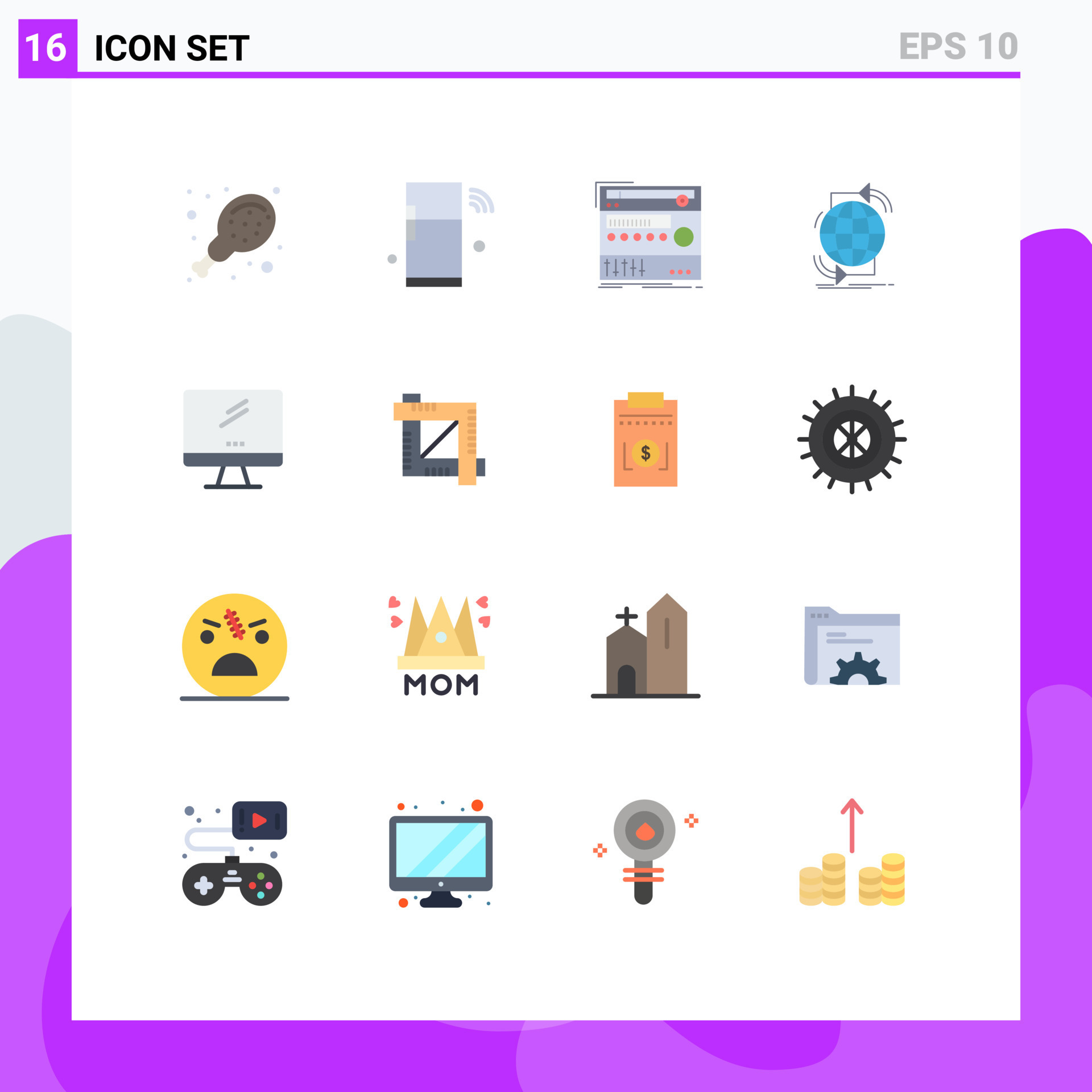 Stock Vector Icon Pack of 16 Line Signs and Symbols for web internet ...