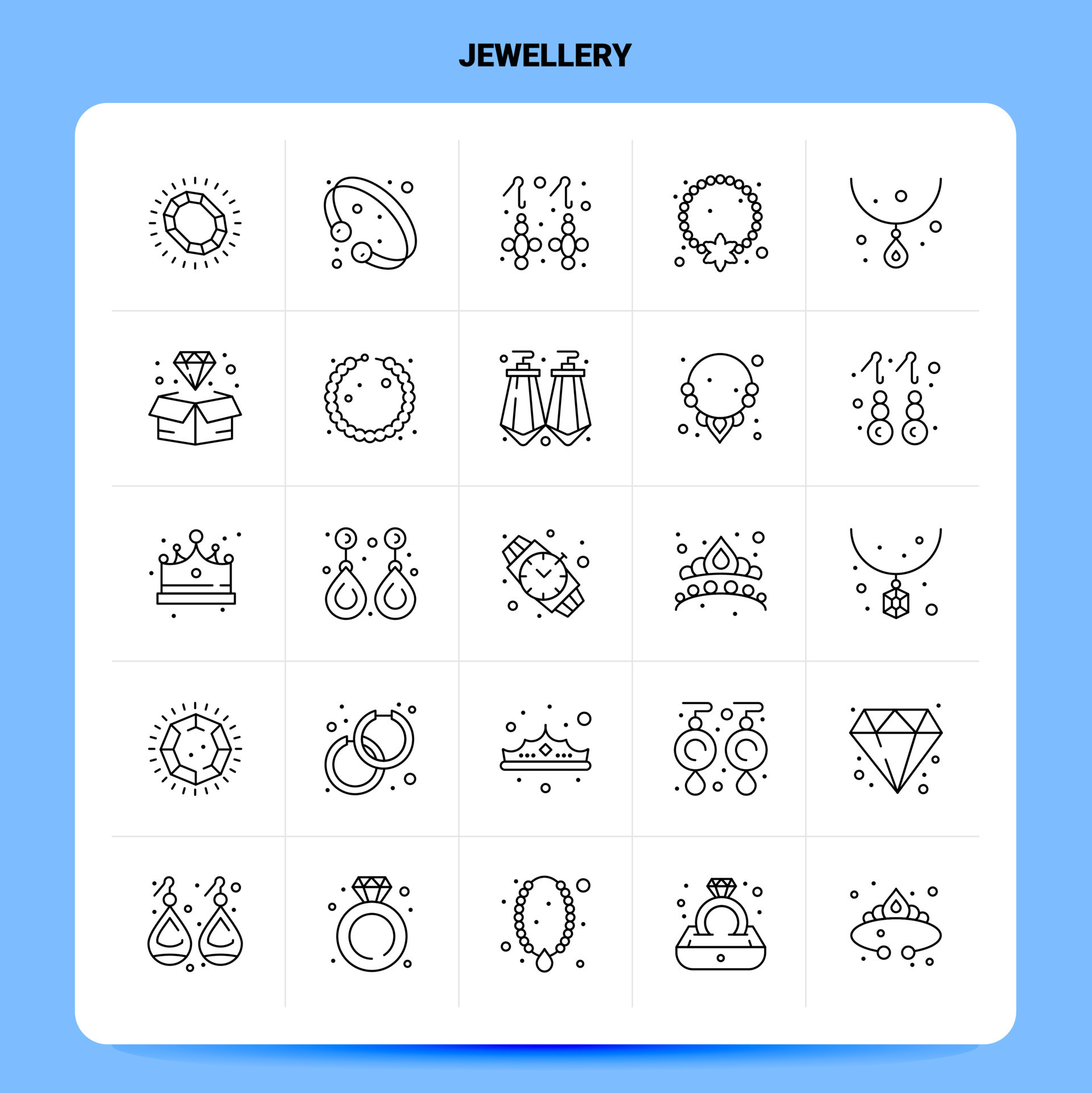 Outline 25 Jewellery Icon Set Vector Line Style Design Black Icons Set Linear Pictogram Pack Web