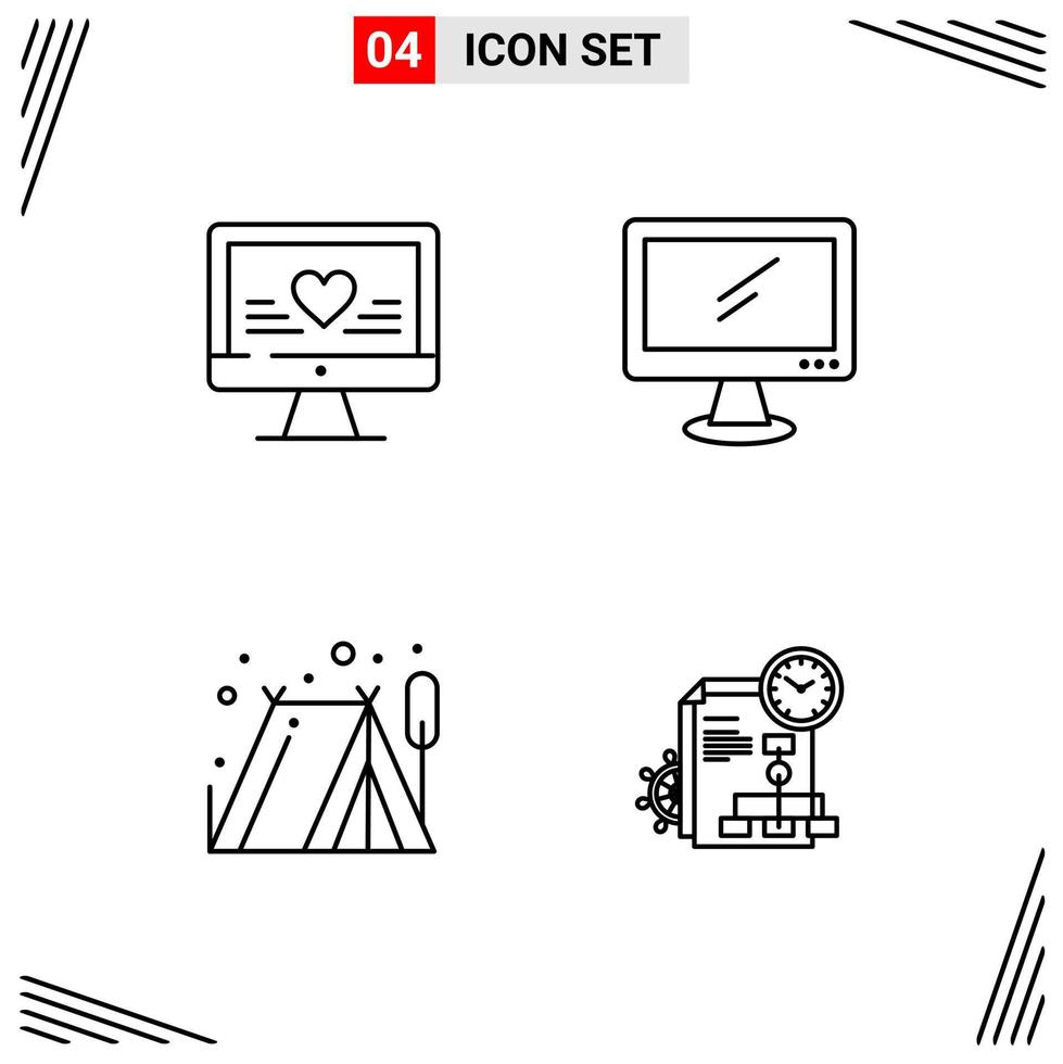 4 Icons Line Style Grid Based Creative Outline Symbols for Website ...