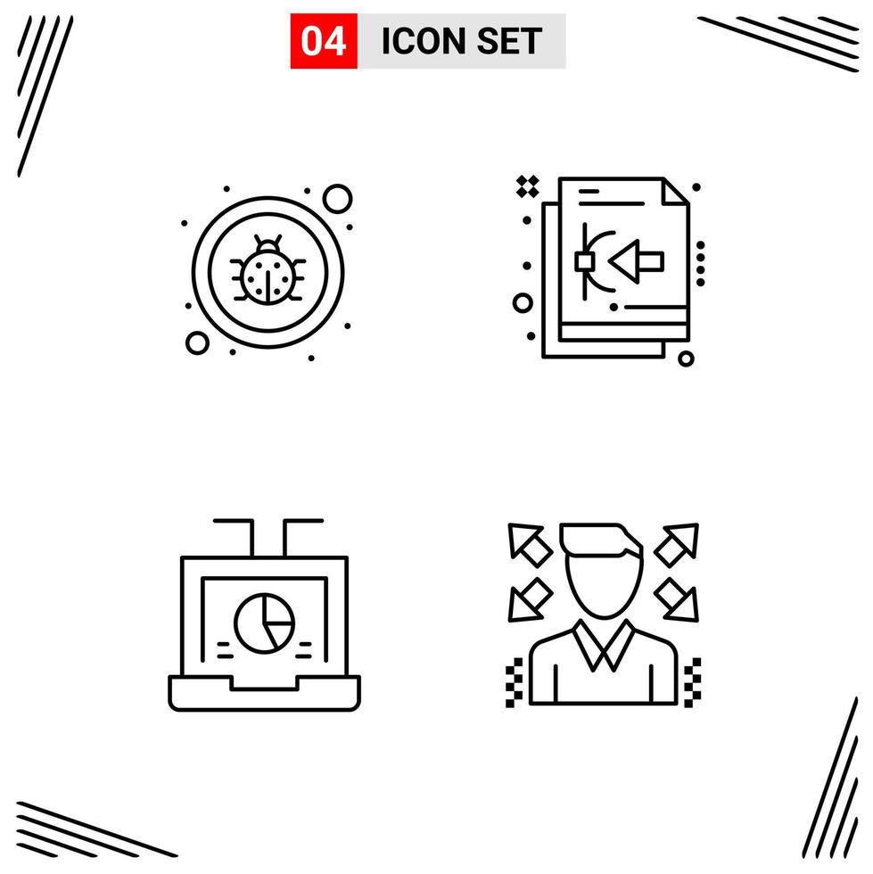 4 Icons Line Style Grid Based Creative Outline Symbols for Website Design Simple Line Icon Signs ...
