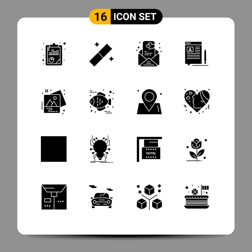 16 Thematic Vector Solid Glyphs and Editable Symbols of picture image ...