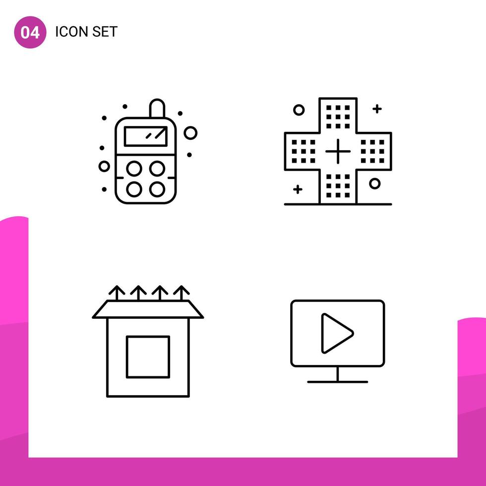 Outline Icon set Pack of 4 Line Icons isolated on White Background for ...