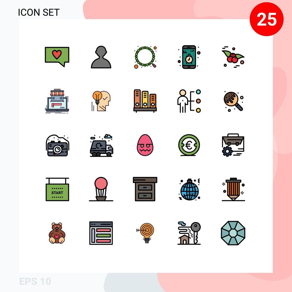 Stock Vector Icon Pack of 25 Line Signs and Symbols for fruit cherry ...