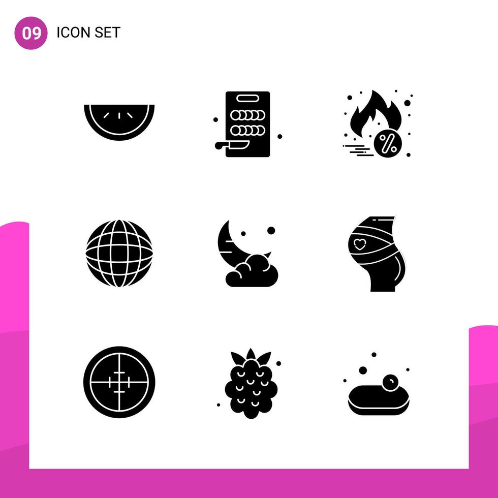 Glyph Icon set Pack of 9 Solid Icons isolated on White Background for ...