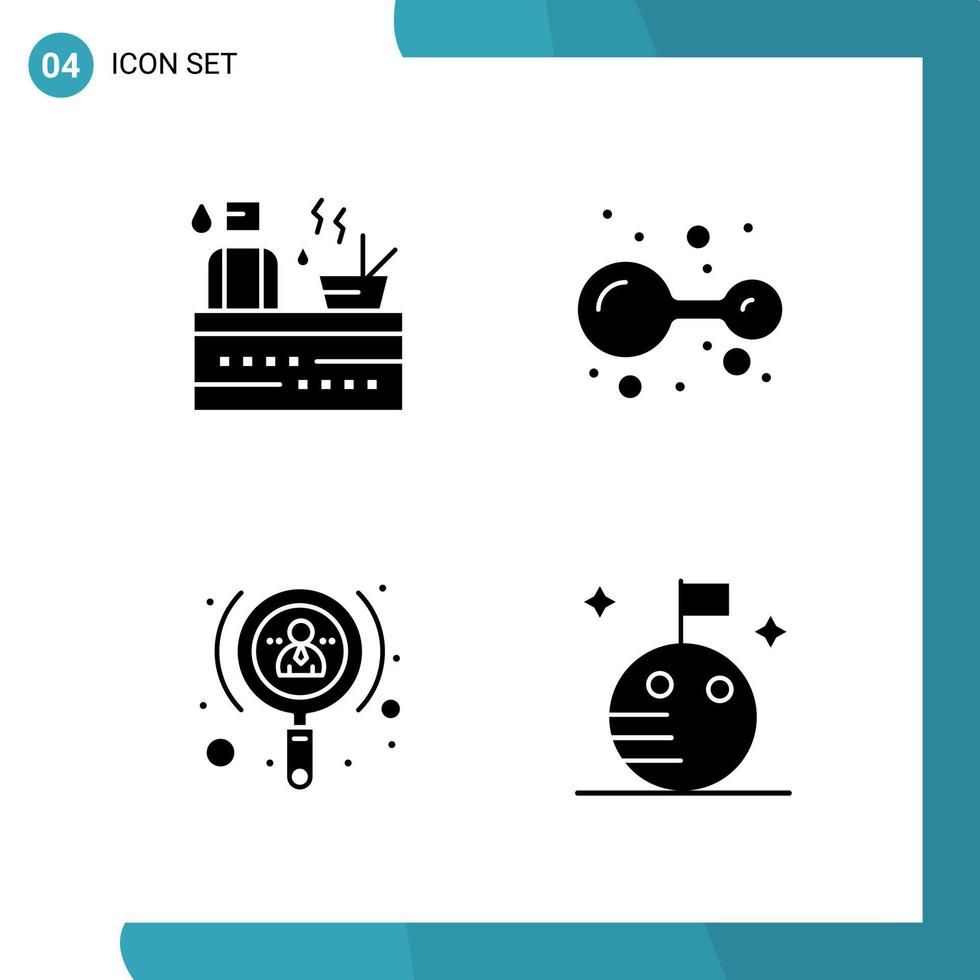 Vector Pack of 4 Glyph Symbols Solid Style Icon Set on White Background ...