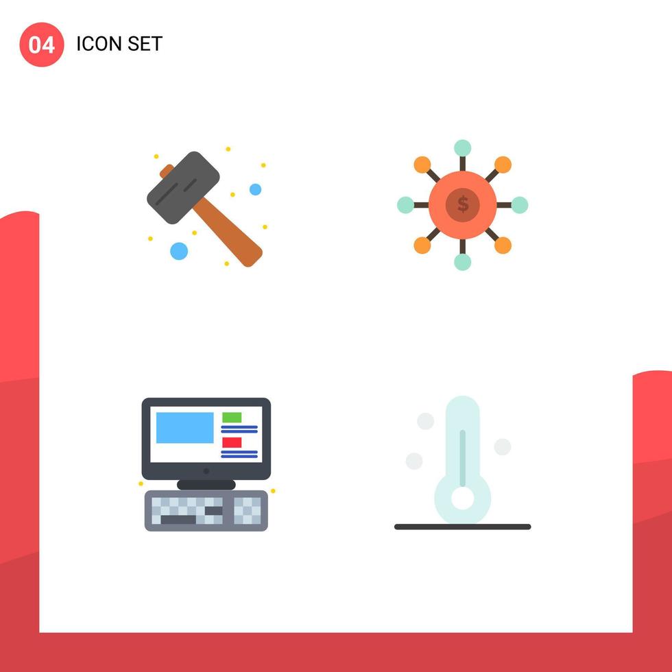 4 User Interface Flat Icon Pack Of Modern Signs And Symbols Of Knock Financial Smash Money