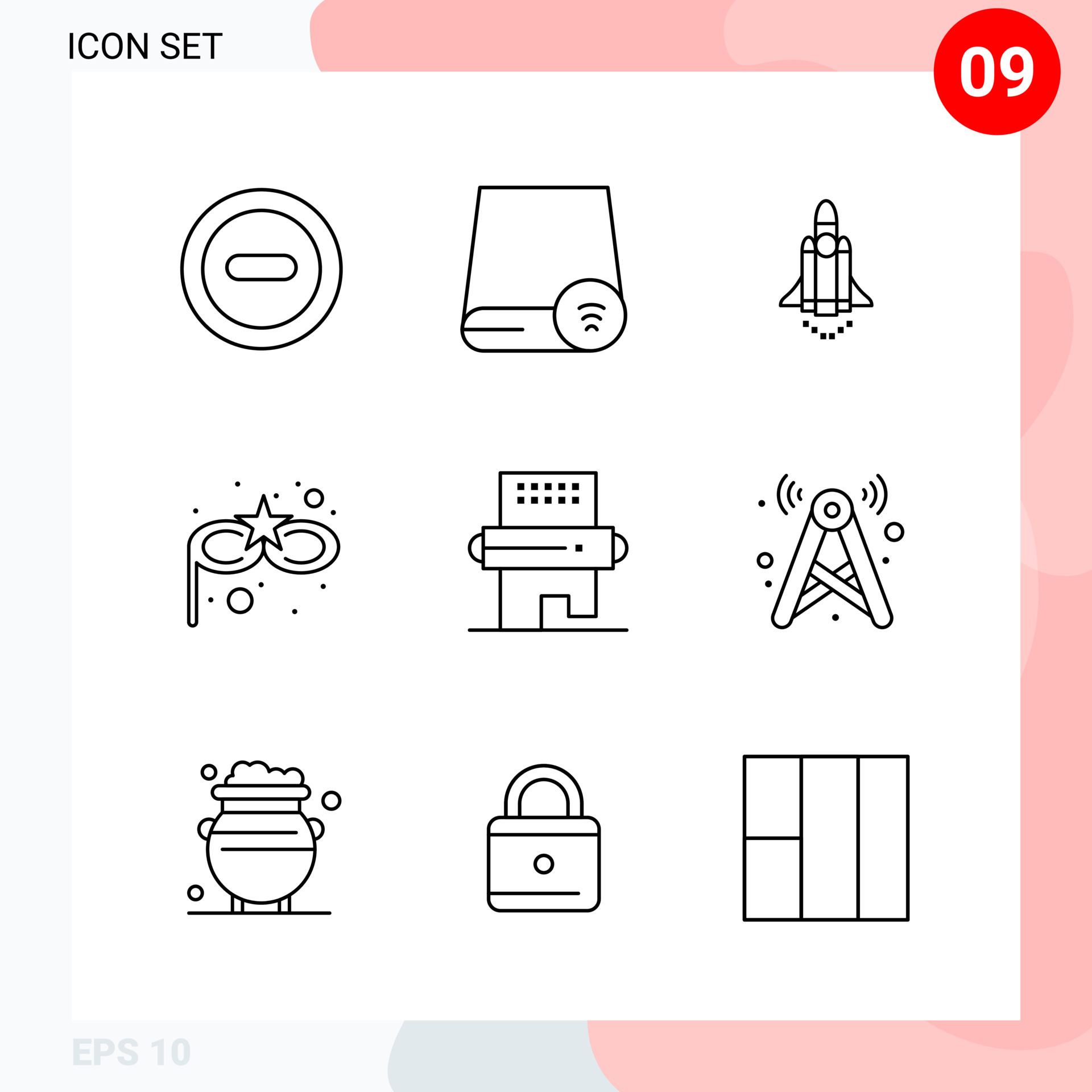 Vector Pack of 9 Icons in Line Style Creative Outline Pack isolated on ...