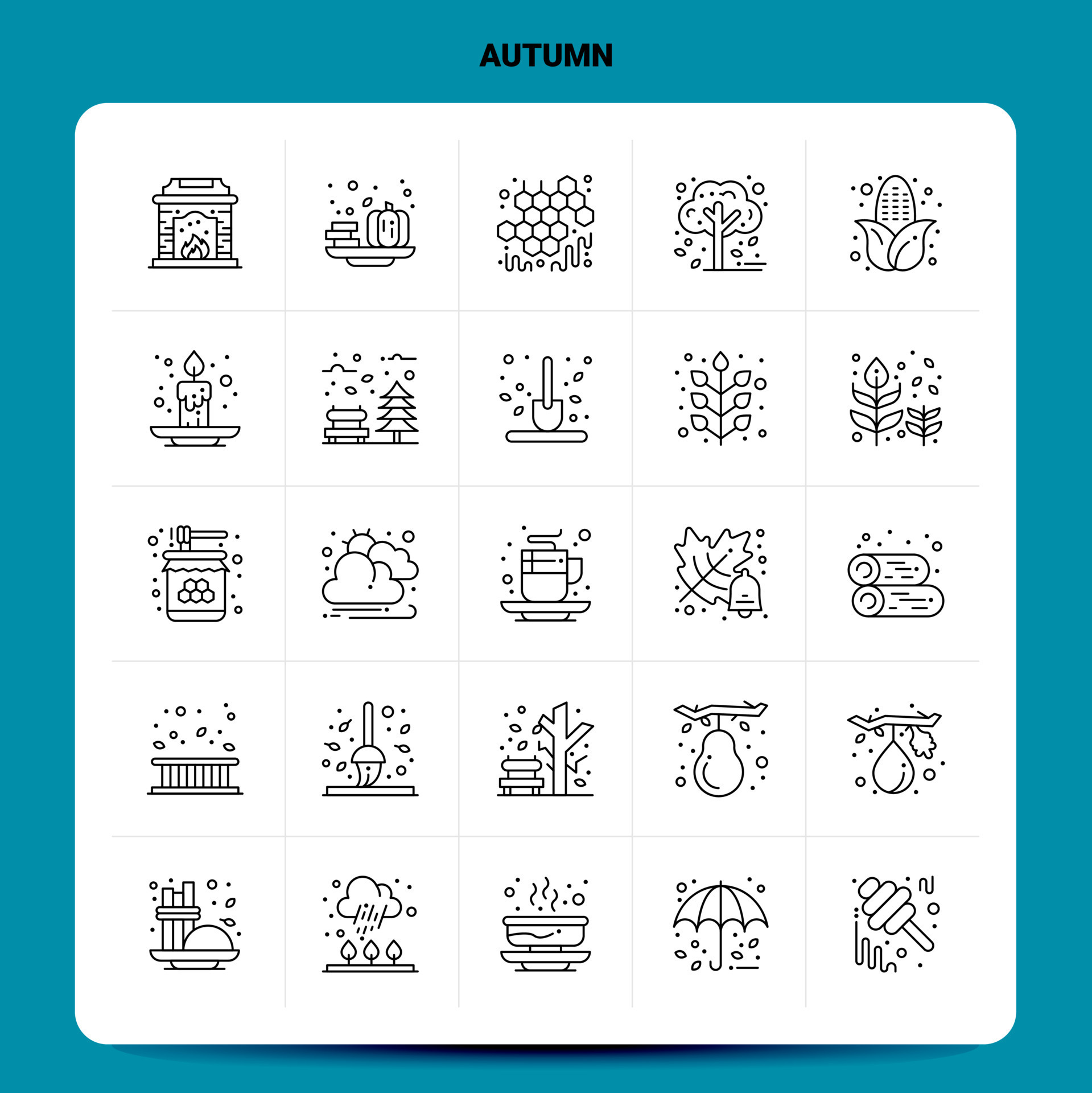 Outline 25 Autumn Icon Set Vector Line Style Design Black Icons Set Linear Pictogram Pack Web