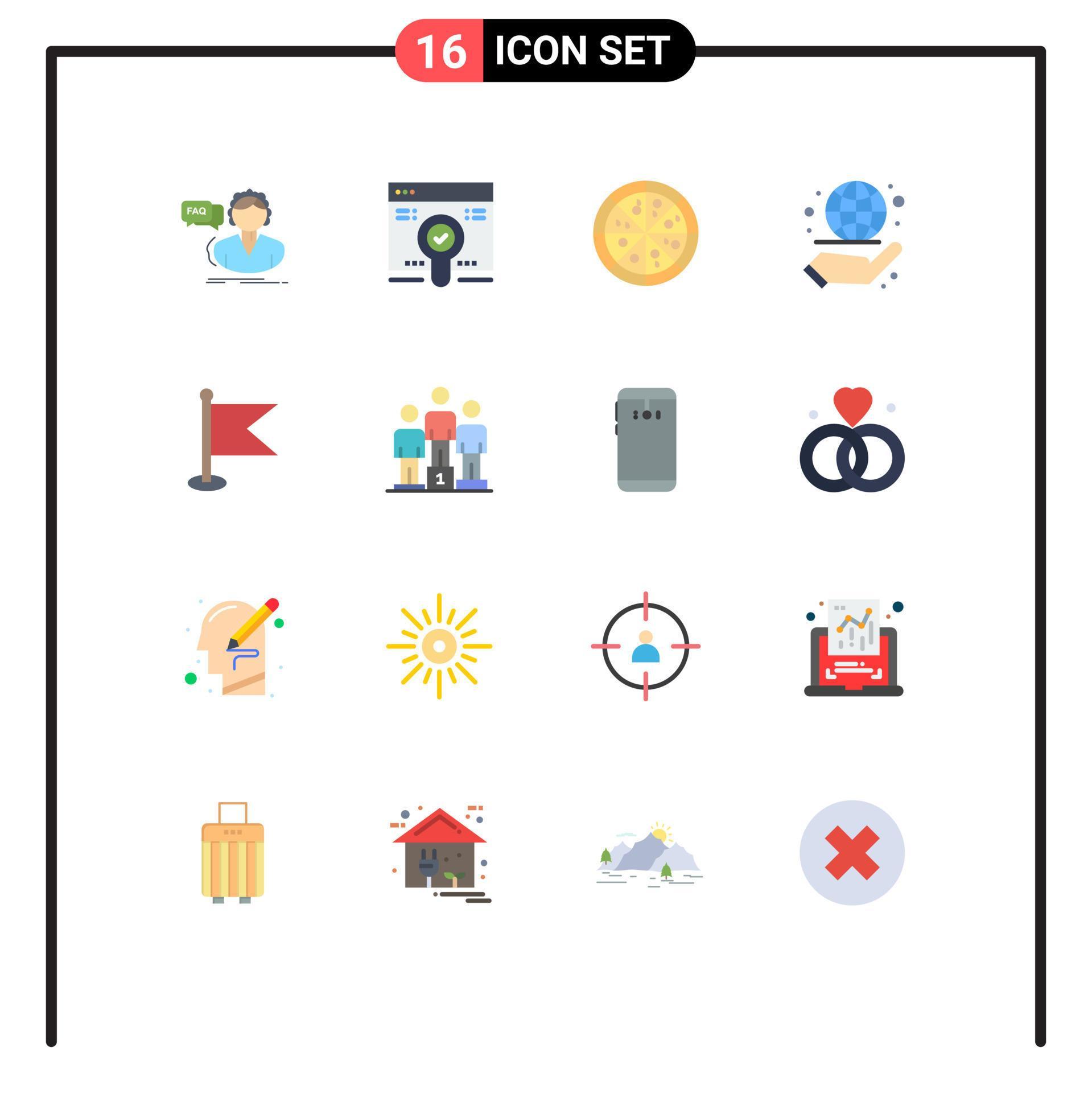Stock Vector Icon Pack of 16 Line Signs and Symbols for map flag pack ...