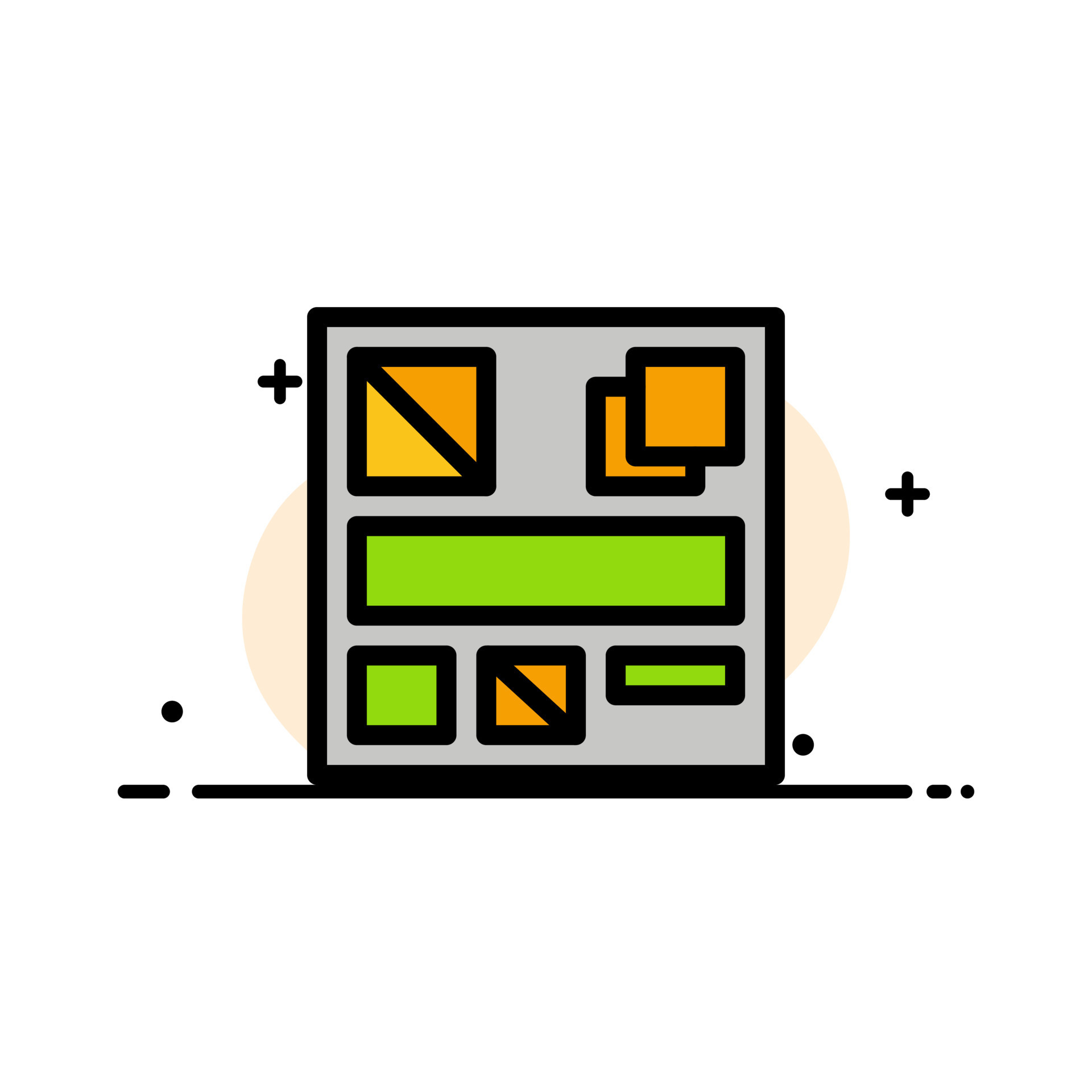 Design Mockup Web Business Flat Line Filled Icon Vector Banner Template