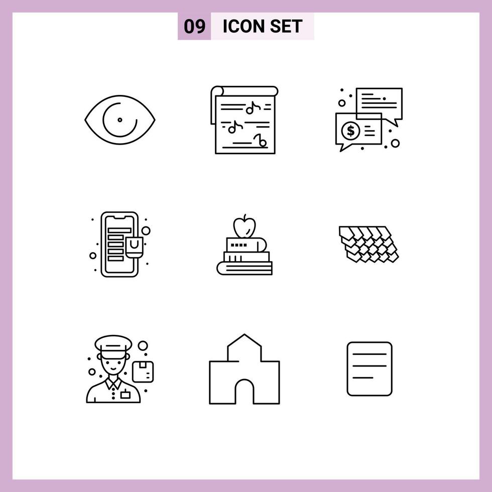 9 User Interface Outline Pack Of Modern Signs And Symbols Of Online Store Mall Video Bag