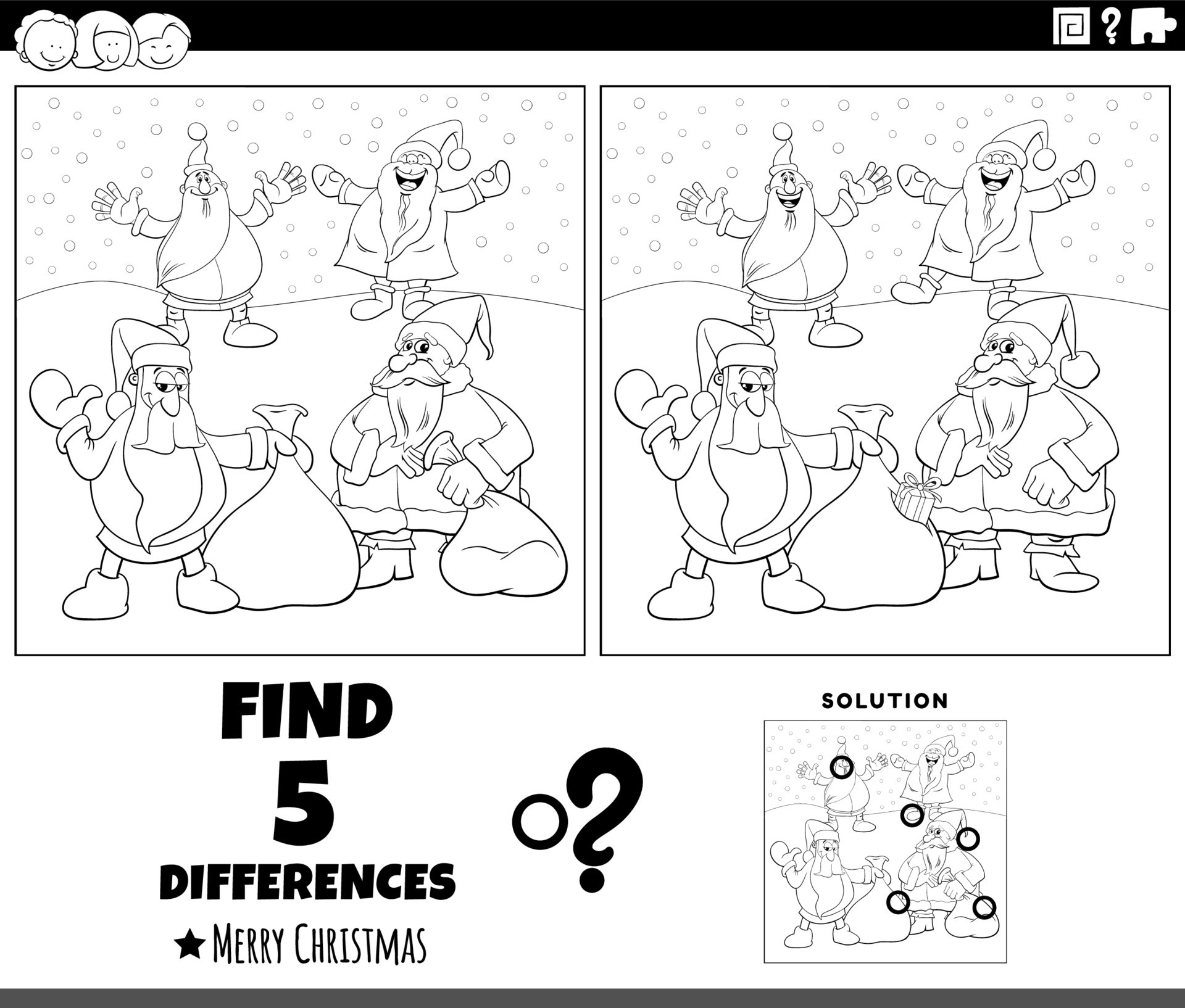 differences game with Santa Clauses characters coloring page 14816435 ... differences game with Santa Clauses characters coloring page 14816435 ...