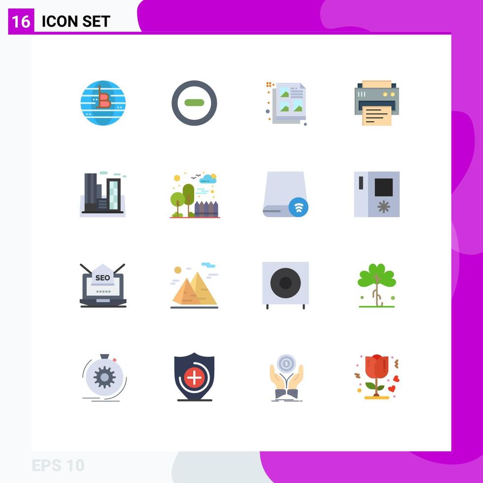User Interface Pack Of 16 Basic Flat Colors Of Polution Factory Design Education Print Editable