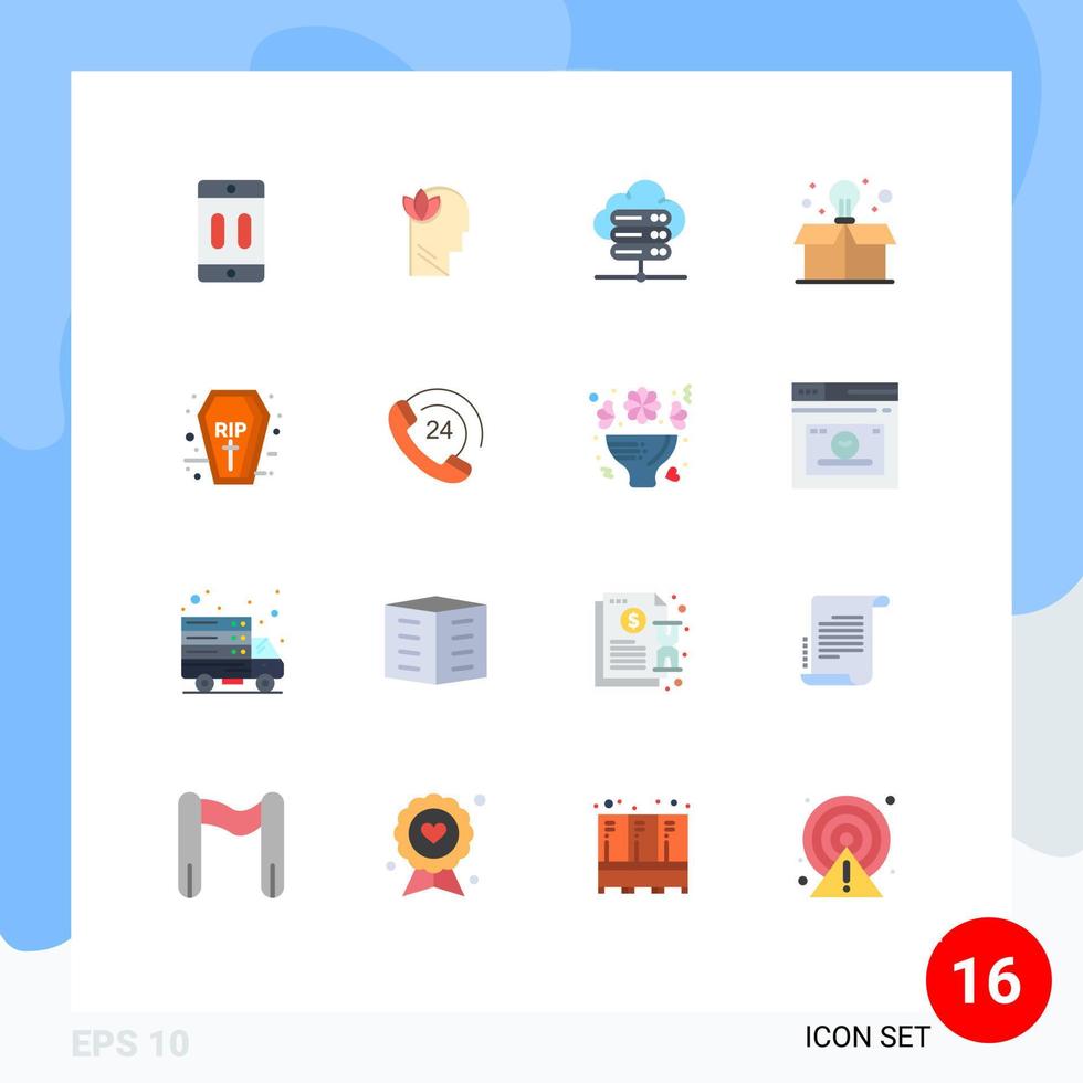 16 Universal Flat Colors Set For Web And Mobile Applications Holidays Coffin Head Box Education
