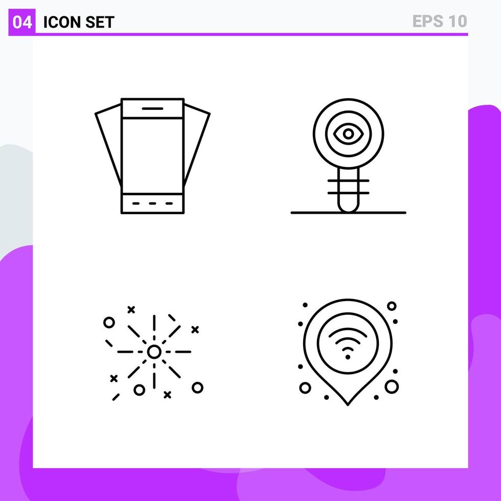 Set of 4 icons in Line style Creative Outline Symbols for Website ...