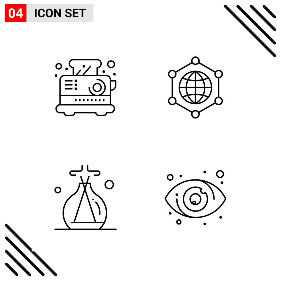 Pixle Perfect Set Of 4 Line Icons Outline Icon Set For Webite Designing And Mobile Applications