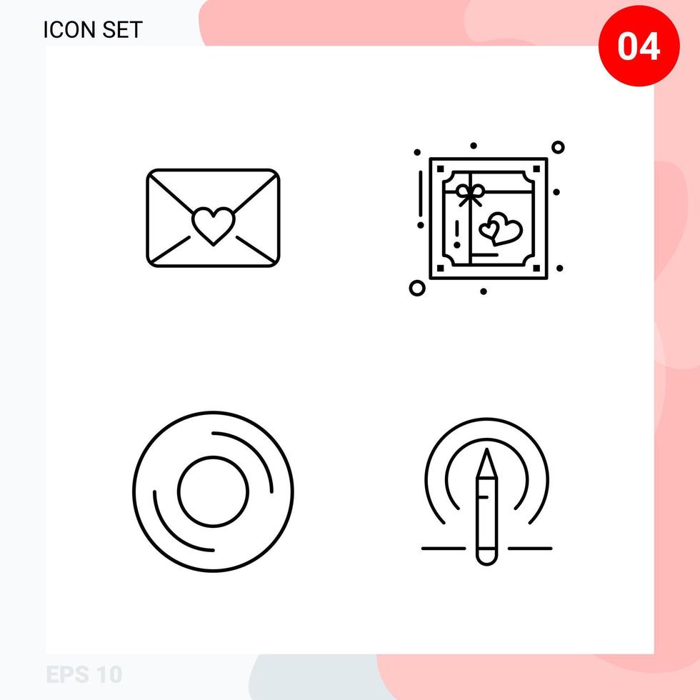 Vector Pack of 4 Icons in Line Style Creative Outline Pack isolated on ...