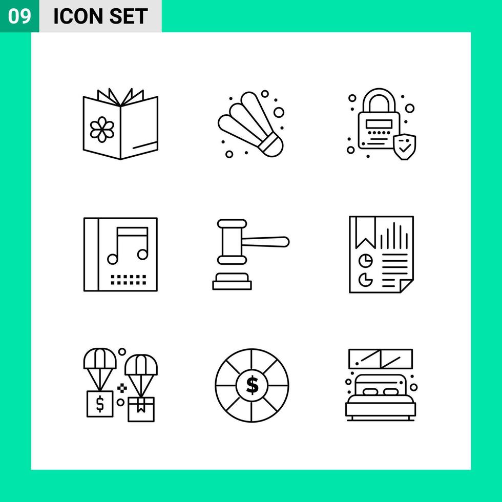 Pack Of 9 Line Style Icon Set Outline Symbols For Print Creative