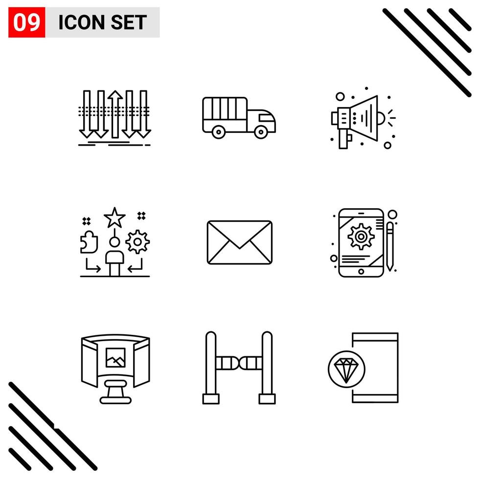 Pixle Perfect Set of 9 Line Icons Outline Icon Set for Webite Designing ...