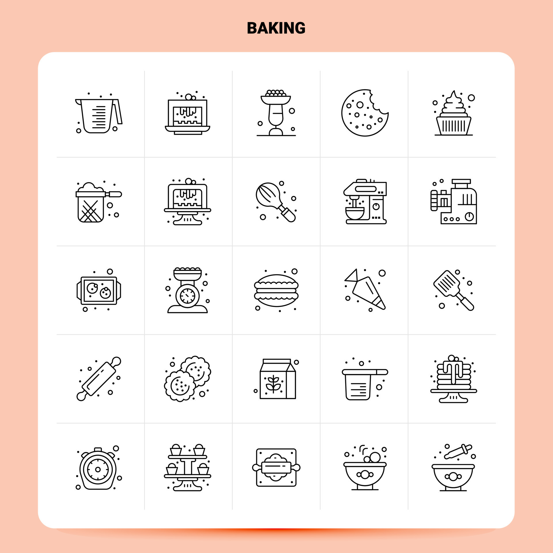 Outline 25 Baking Icon Set Vector Line Style Design Black Icons Set Linear Pictogram Pack Web